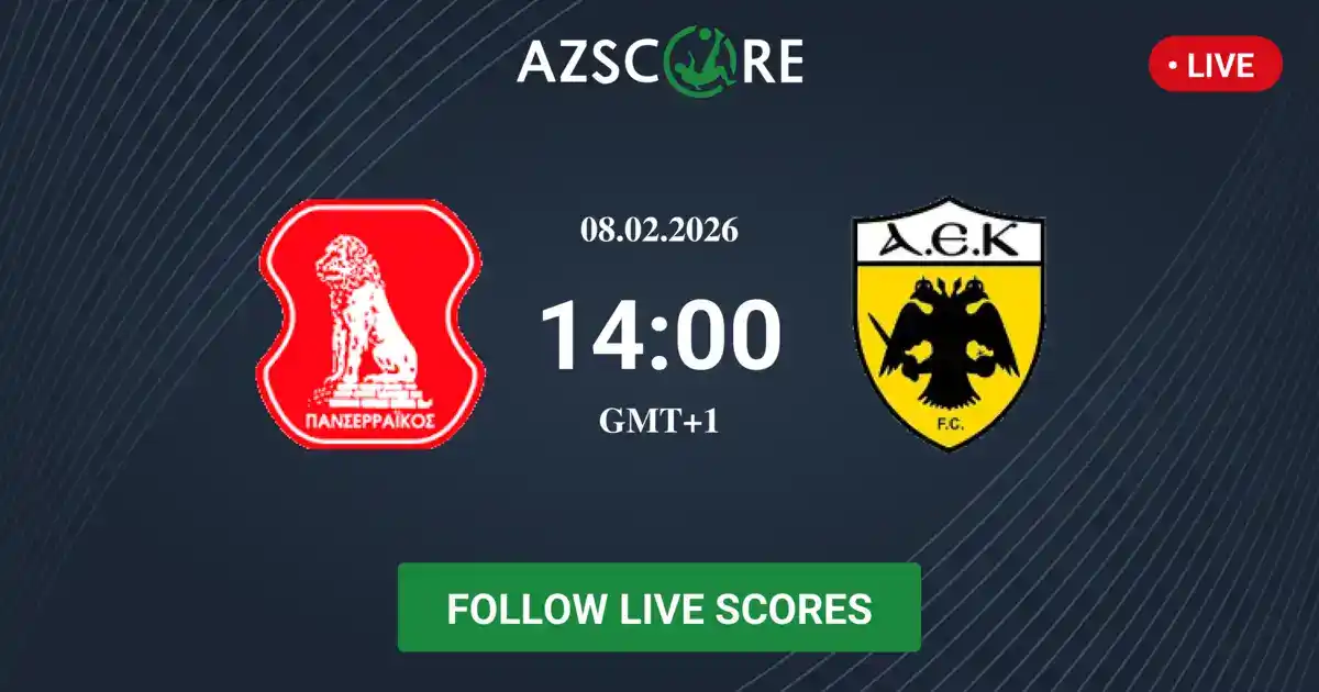 Panserraikos vs AEK Athens 08/02/2026 live score, H2H and stats ...